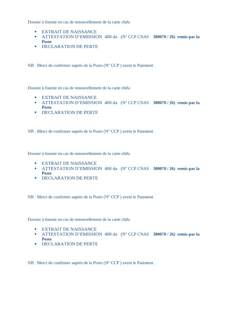 Dossier DUPLICATA CARTE CHIFA | PDF