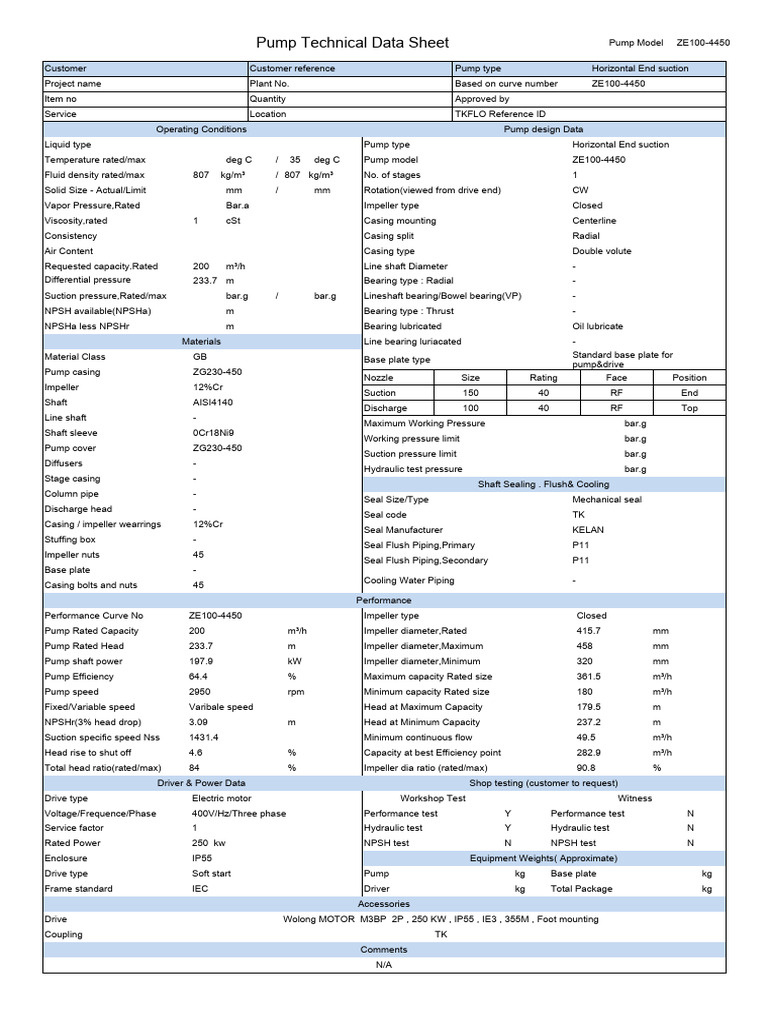 PUMP Drawing& Datasheet | PDF