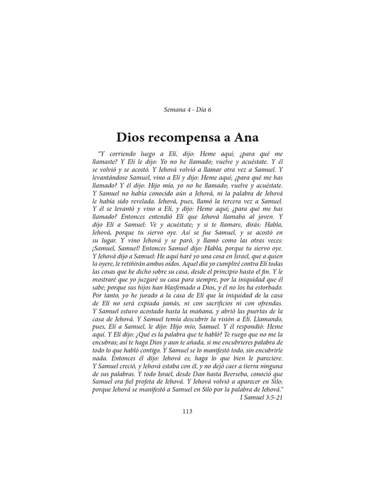 Lección 27 - Dios Recompensa A Ana | PDF