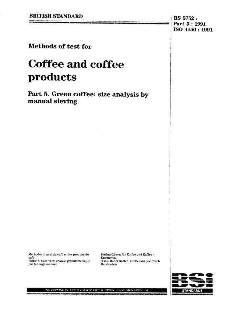 ISO 4150 Sizing in Coffee Beans | PDF