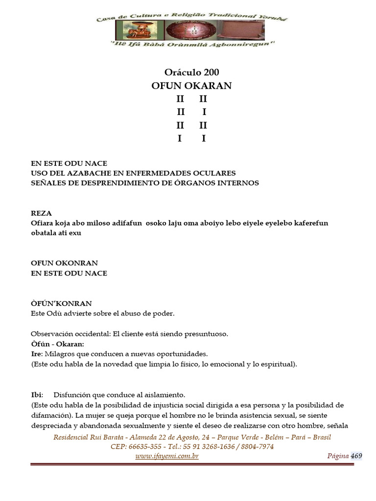 248. ORACULO SAGRADO OFUN OKARAN -1875- 1879 | PDF