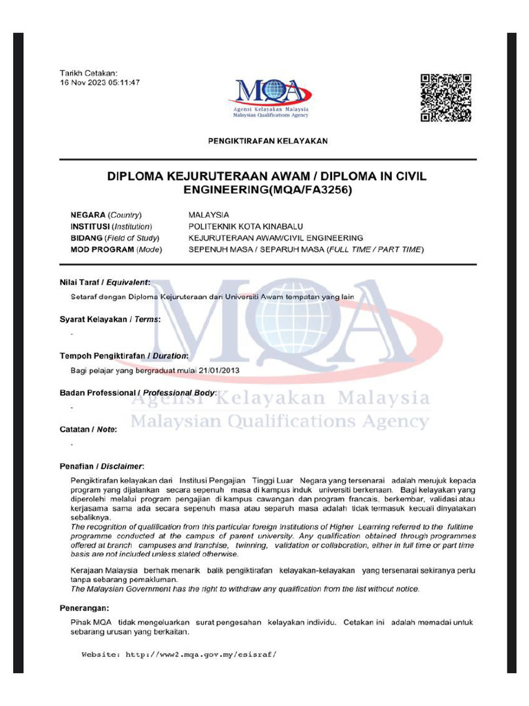 Akreditasi MQA | PDF