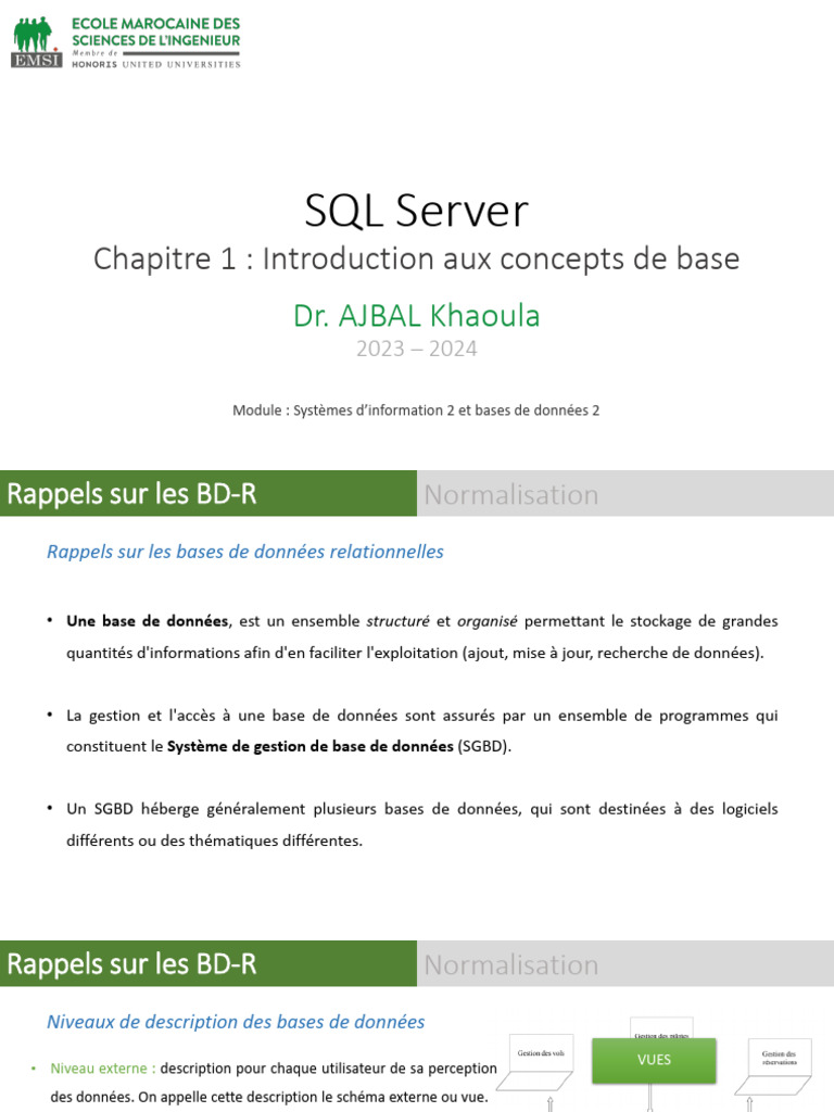 Support de Cours - SQL Server - 02032024121757 - MS SQL COURS CH1 | PDF