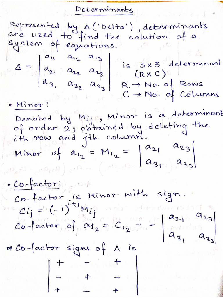 Determinants Notes | PDF