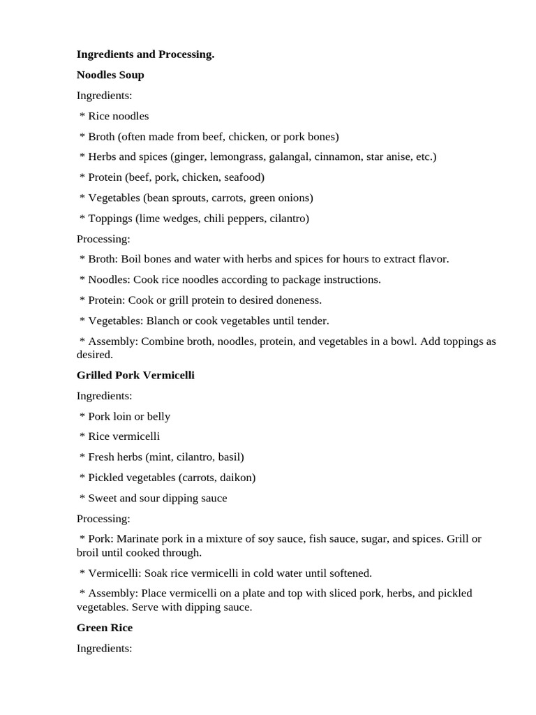Ingredients and Processing | PDF