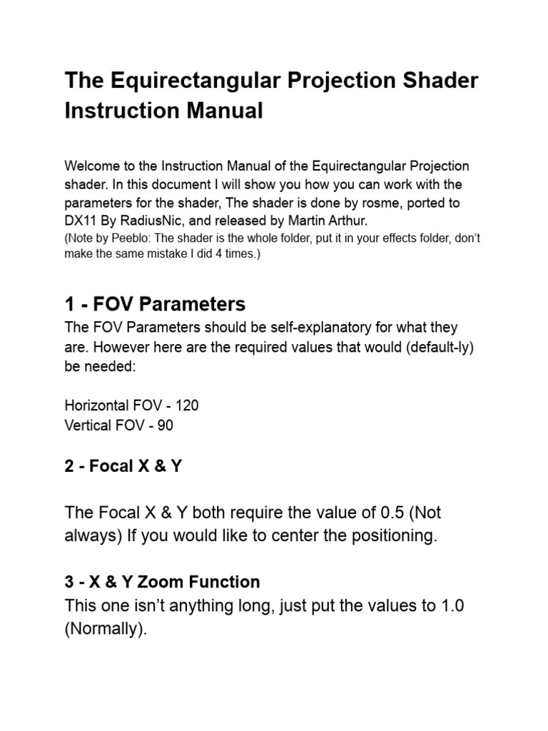 The Equirectangular Projection Shader Instruction Manual Pdf