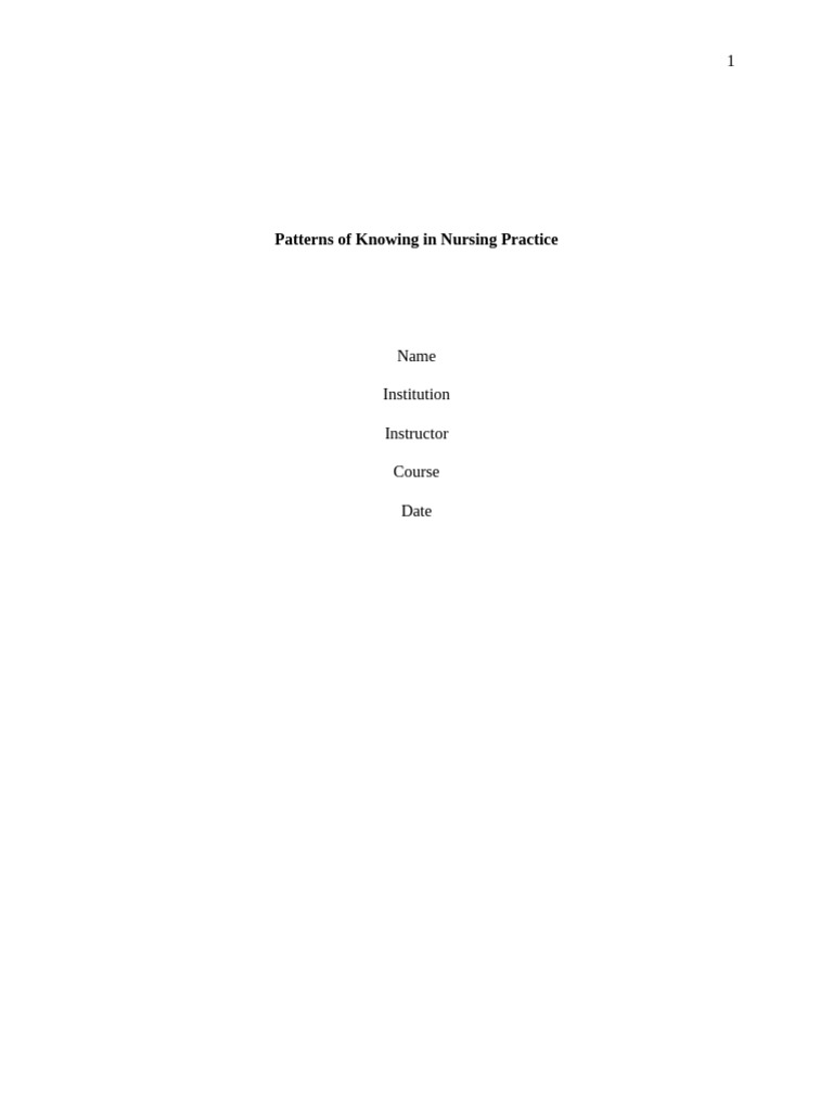 Patterns of Knowing in Nursing Practice | PDF