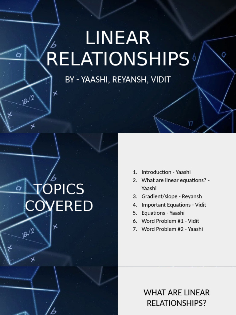 Linear Relationships Math Sa | PDF
