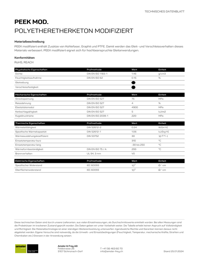 TECHNISCHES DATENBLATT PEEK Mod. | PDF