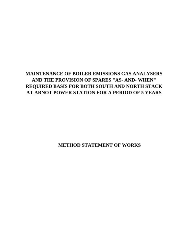 Maintenance Of Boiler Emissions Gas Analysers And The Provision Of