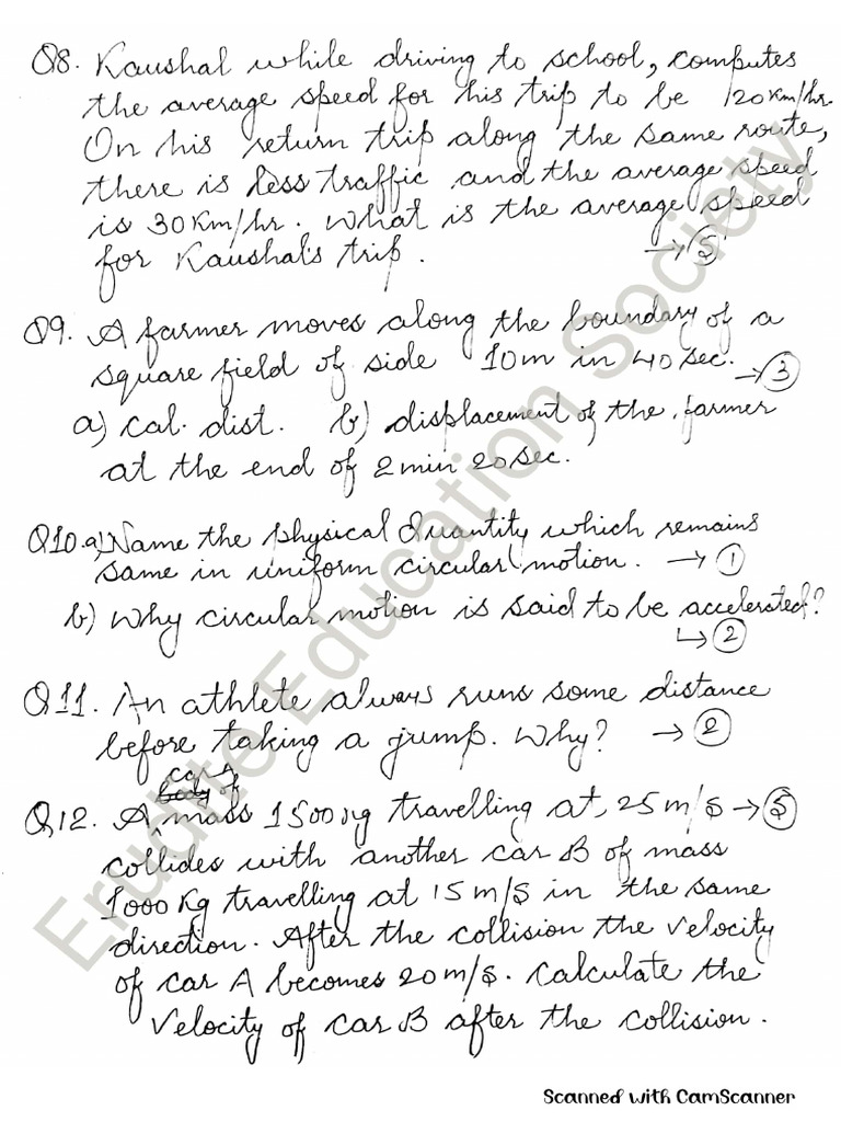 Motion - Class 9 | PDF