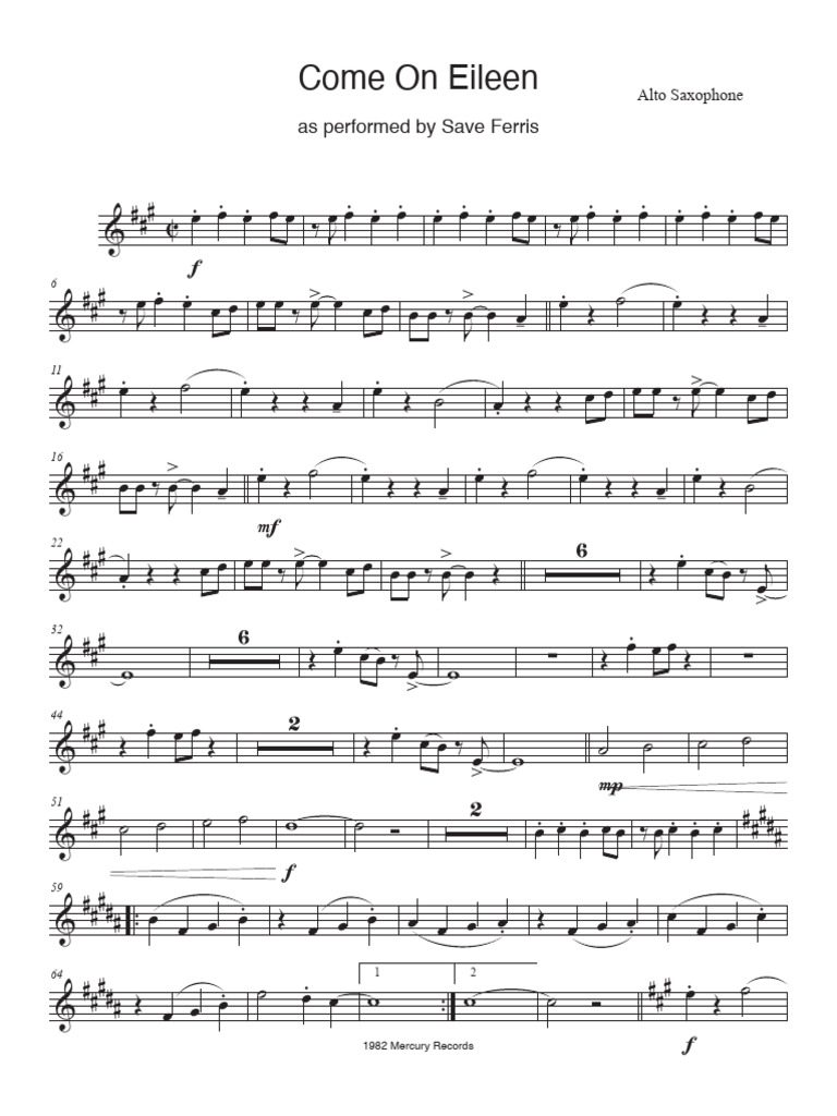 Como On - Alto Saxophone | PDF