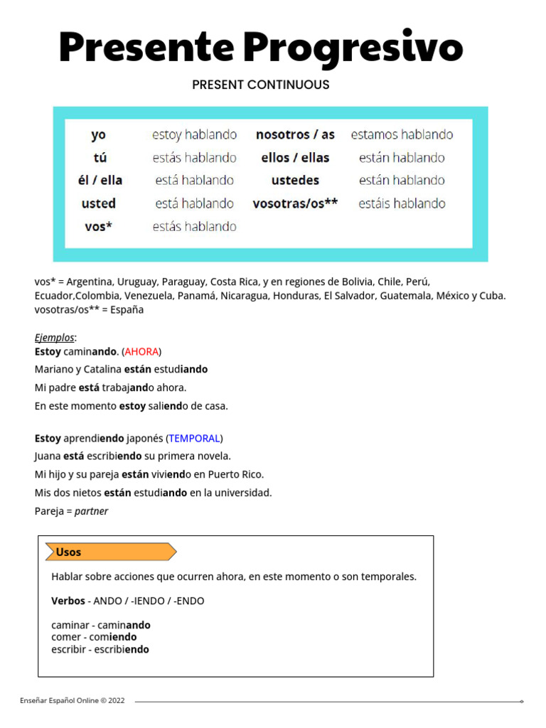 Presente Continuo | PDF