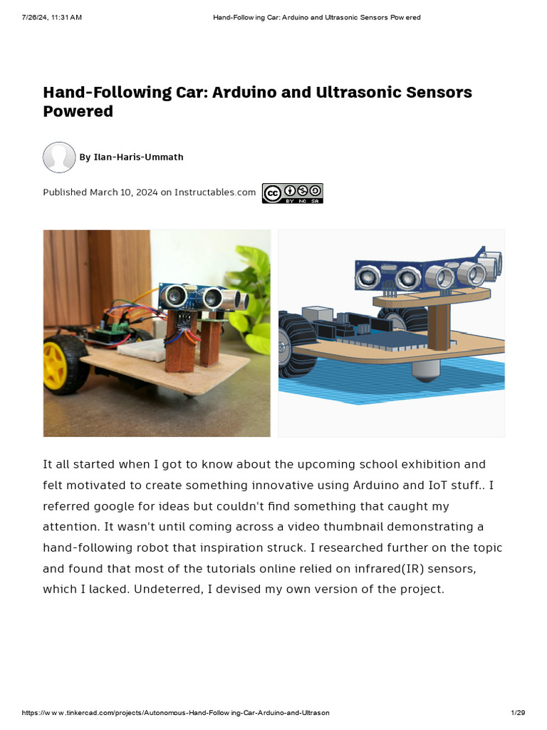 Hand-Following Car - Arduino and Ultrasonic Sensors Powered | PDF ...