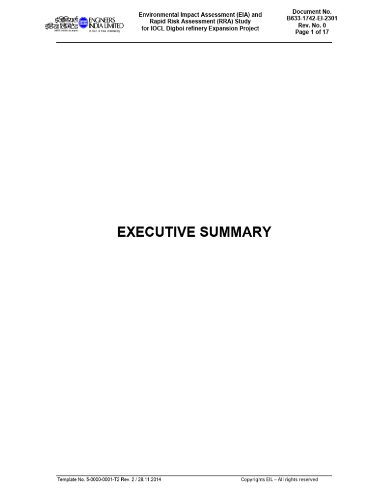 Executive Summary EIA DR 1.01 MMTPA(Eng) | PDF Executive Summary EIA DR 1.01 MMTPA(Eng) | PDF