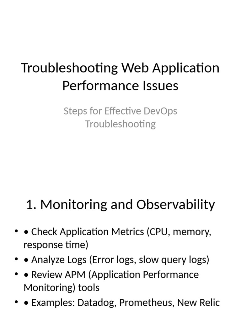 Troubleshooting Web Application Performance Issues | PDF