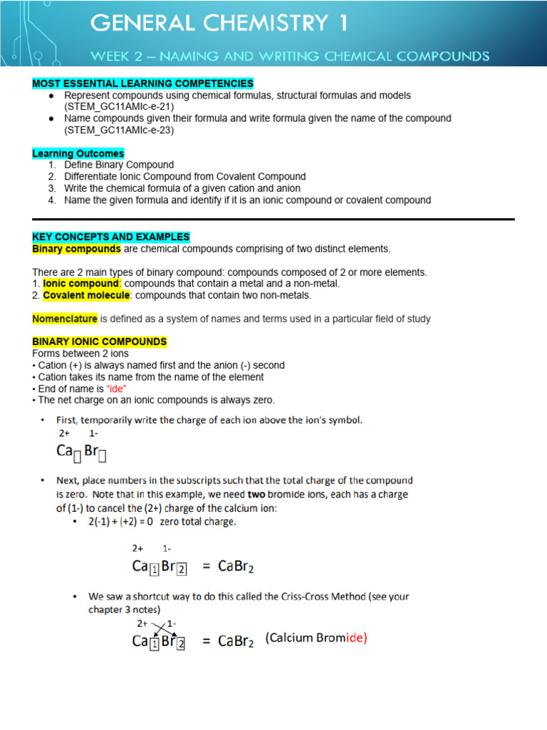 Week2 Naming and Writing Compounds | PDF