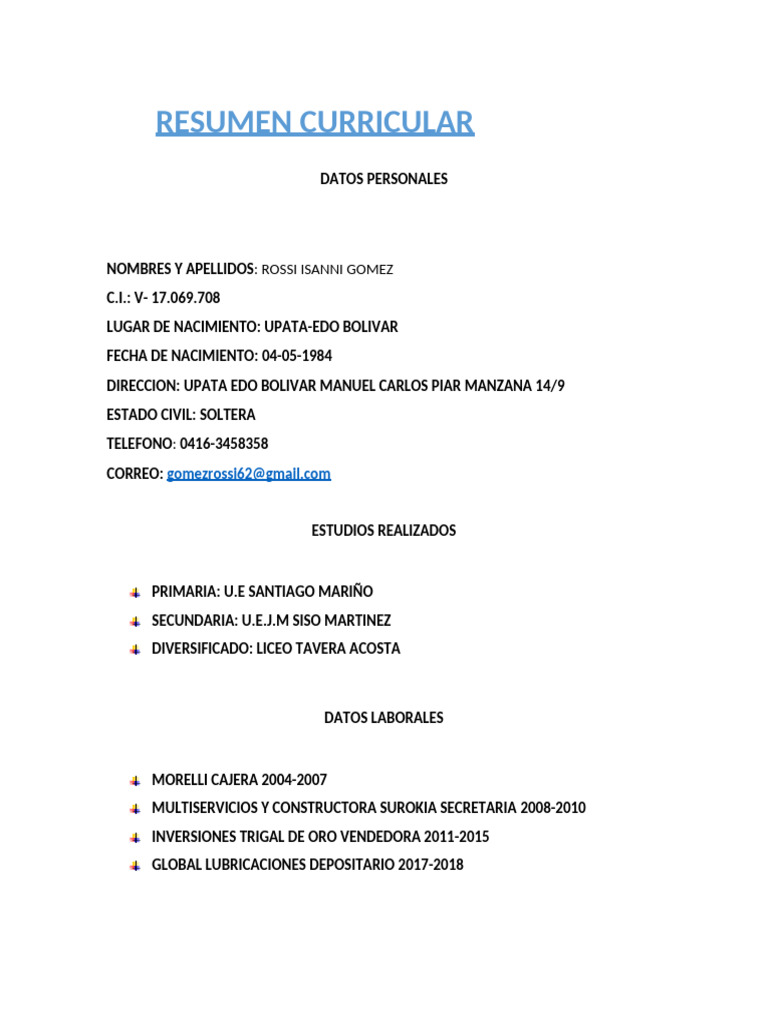 Curriculum Rossi | PDF