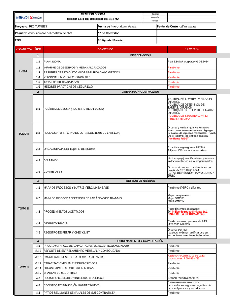 Cbs-Prg-Ssoma-Pr-003.f02 Check List Dossier Ssoma | PDF