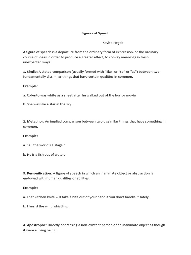 Figures of Speech Notes by Kavita Hegde | PDF