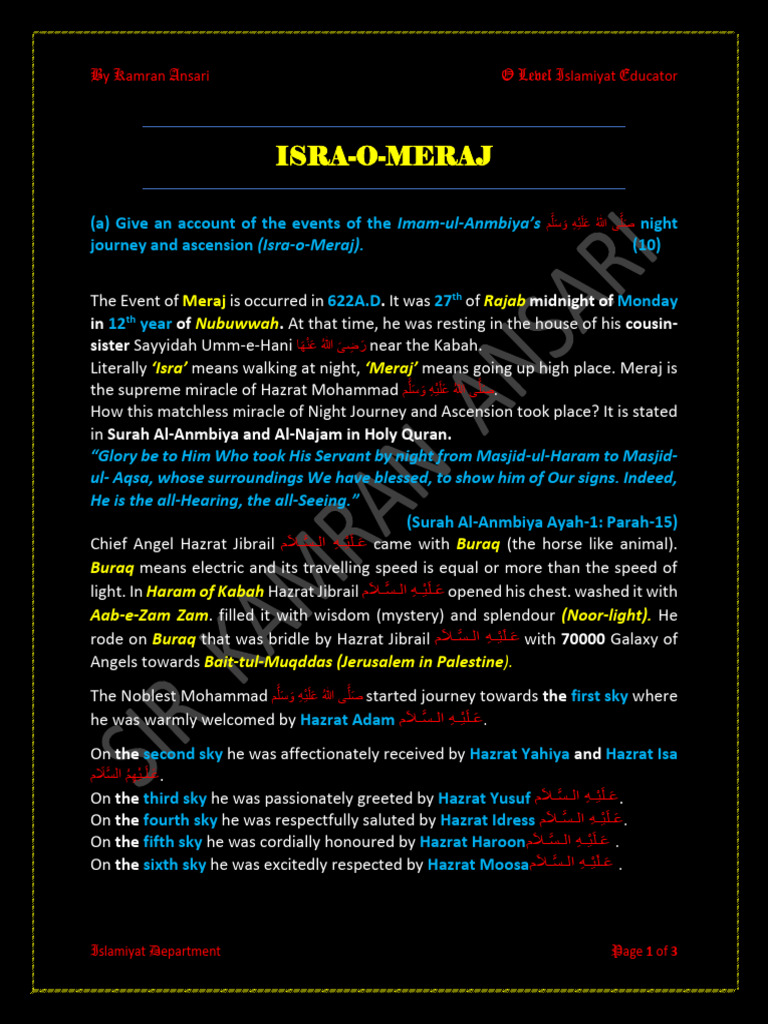 S.C. Isra-O-Meraj | PDF