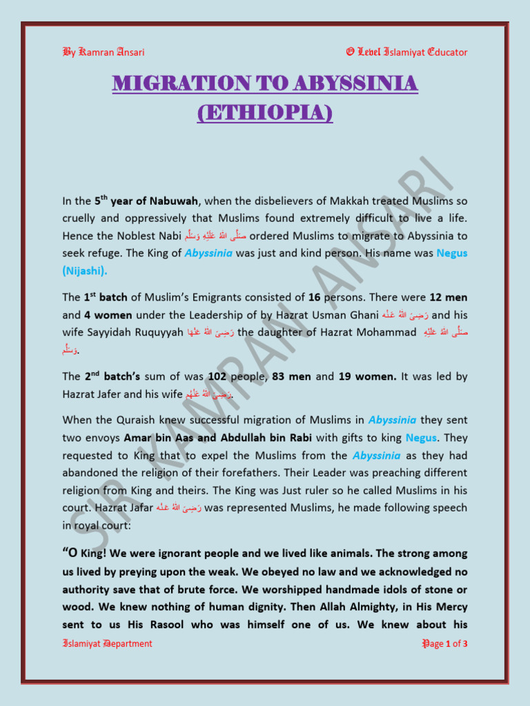 s.c Migration to Abyssinia | PDF