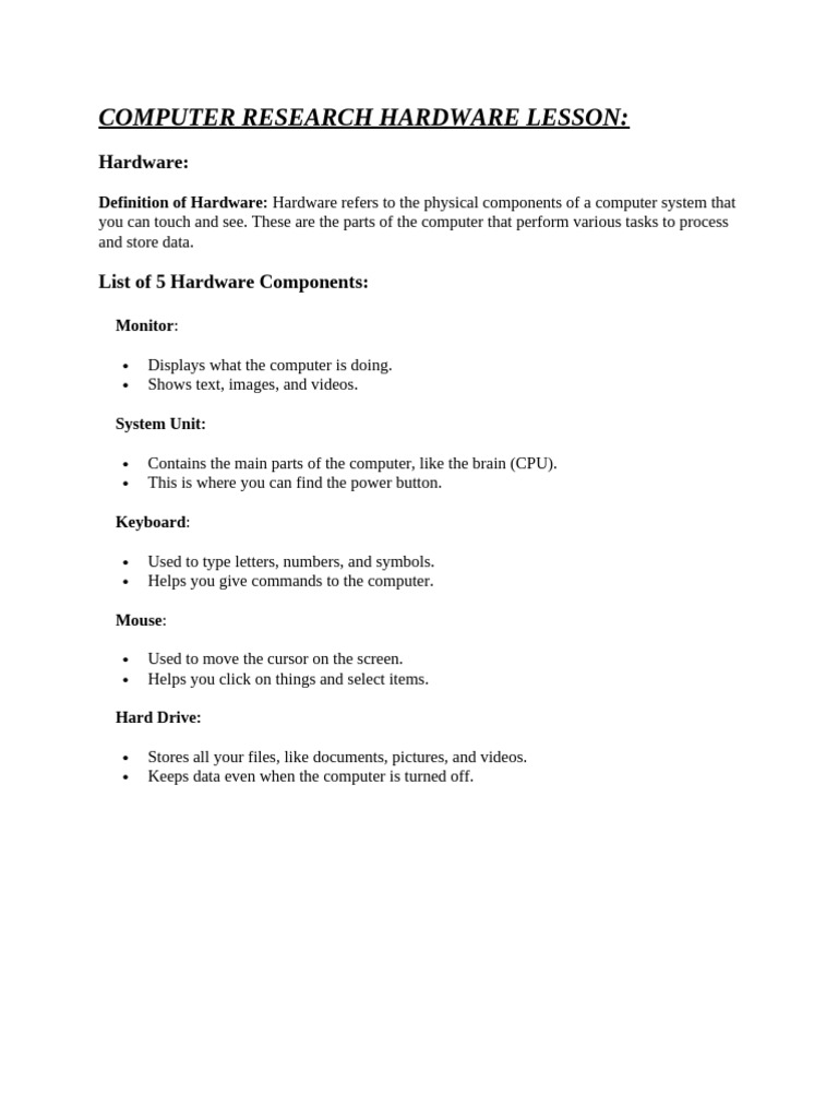 Hardware Lesson One | PDF