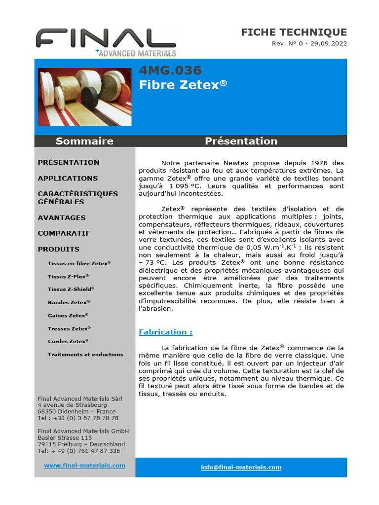 4MG.036 FINAL Advanced Materials - Fibre Zetex | PDF
