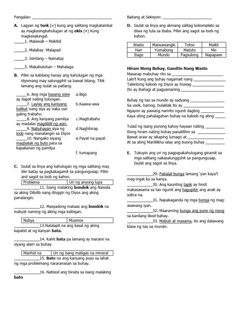 Filipino Activity | PDF