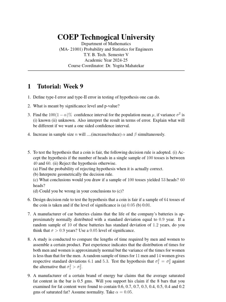 Tutorial Week9 | PDF