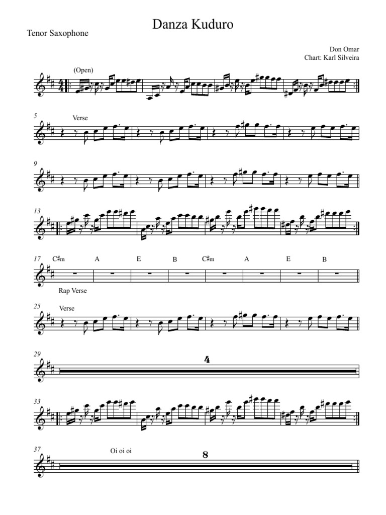 Danza Kuduro - Tenor Saxophone | PDF