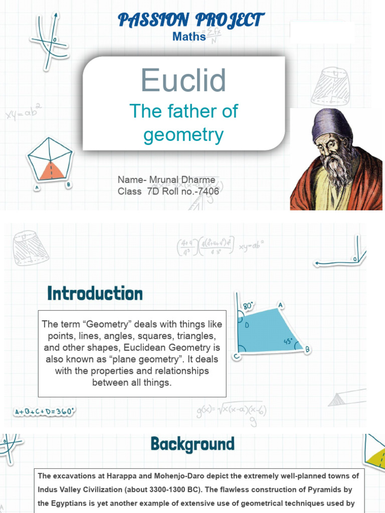 Passion Project-Maths-Euclid The Father of Geometry | PDF