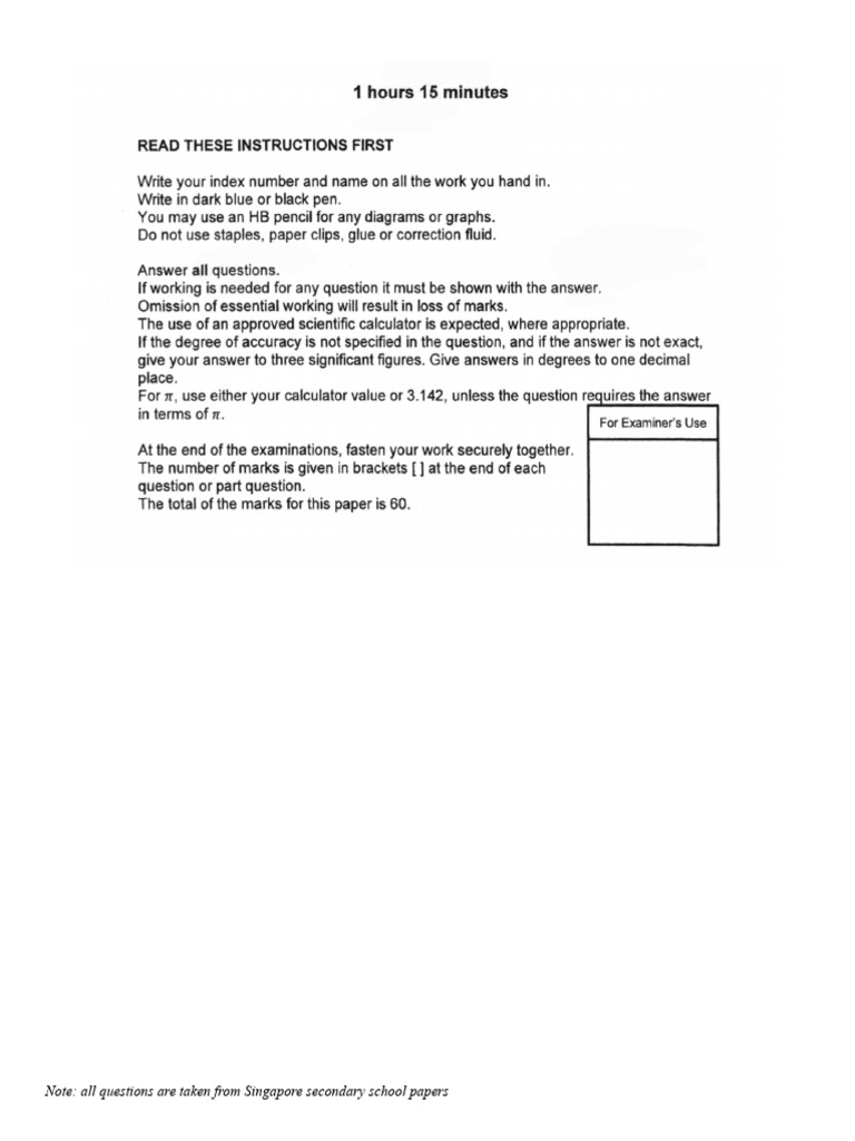 Sec 3 ASEAN Intensive Workshop - Math - PYP P1&2 | PDF