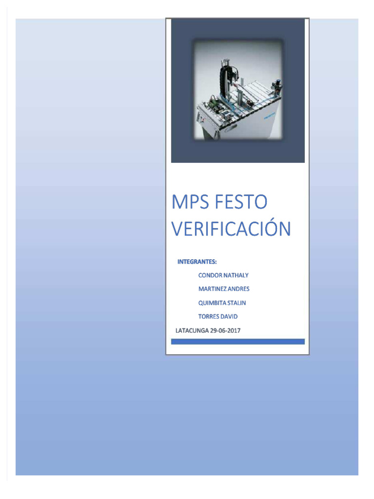 Componentes y Verificación MPS FESTO | PDF | Sensor | Óptica