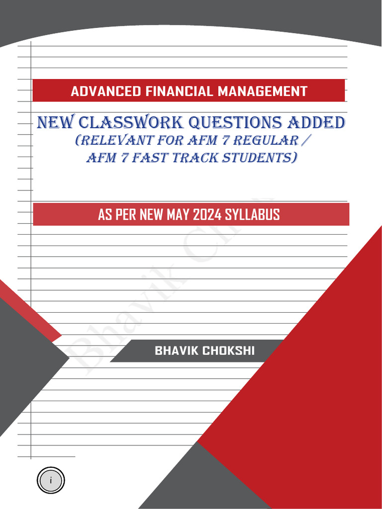 AFM New Questions Added in AFM 7 Reg AFM 7 Fast Track by Bhavik | PDF