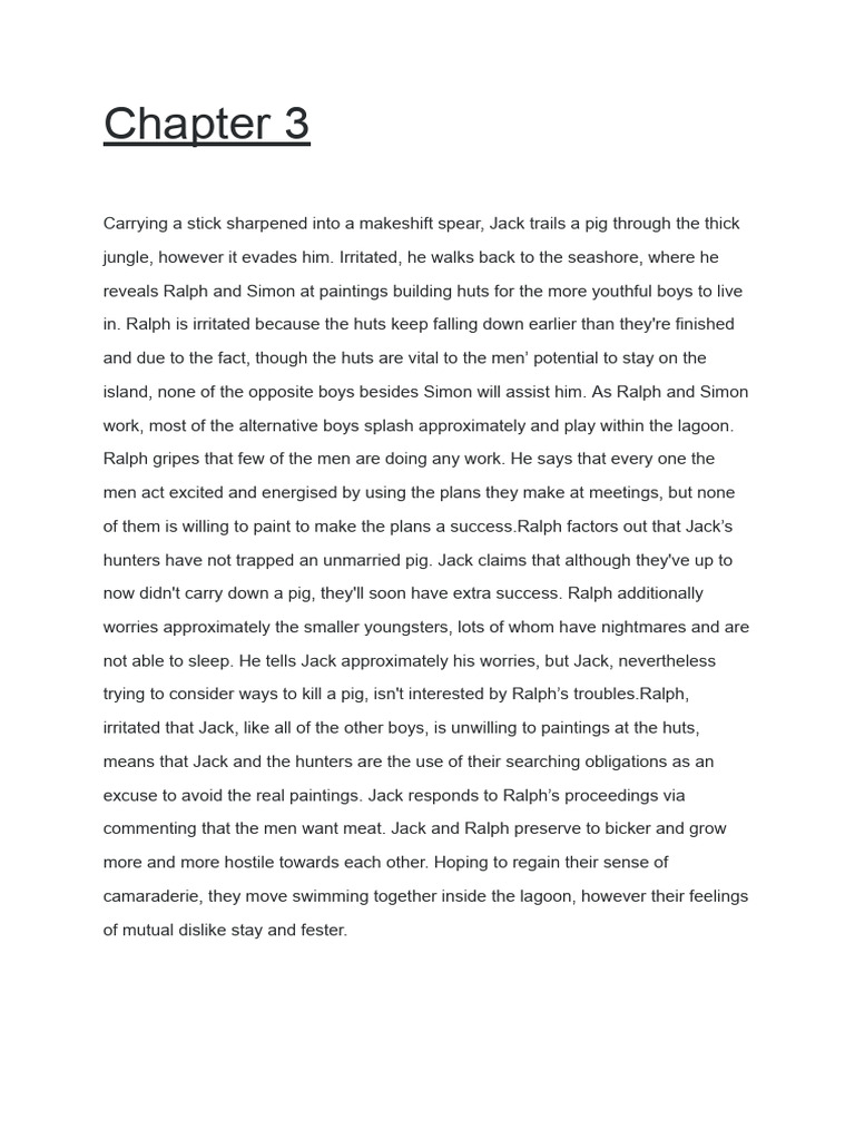 Chapter 3-Lord of The Flies | PDF | Young Adult