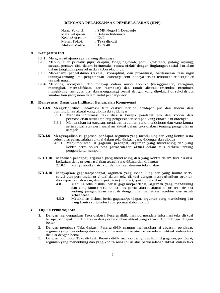 RPP 5 Bindo 9 K13 Revisi 2017 | PDF