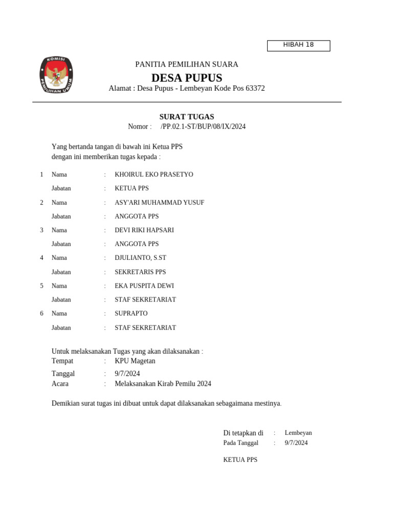 Surat Tugas Dan SPPD Pps 6orang | PDF