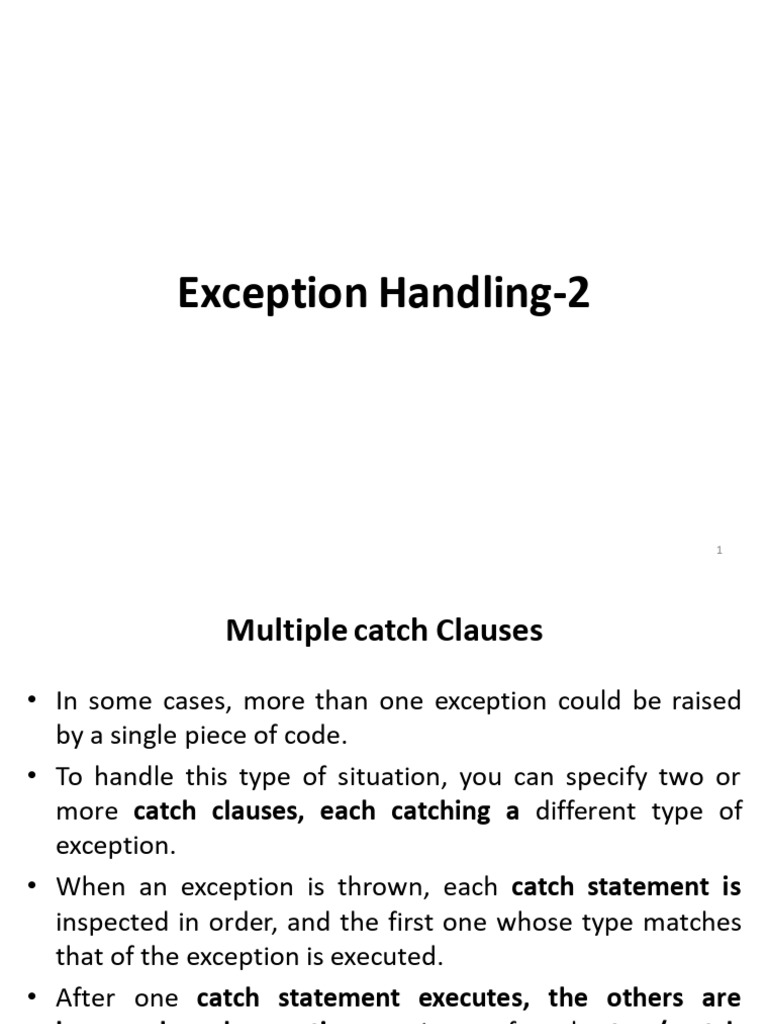Lecture 18 - Java - Exception Handling 2 | PDF