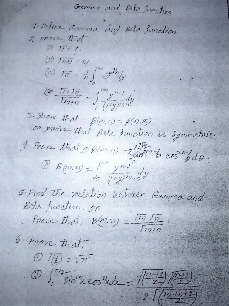 Gamma and Beta Function | PDF