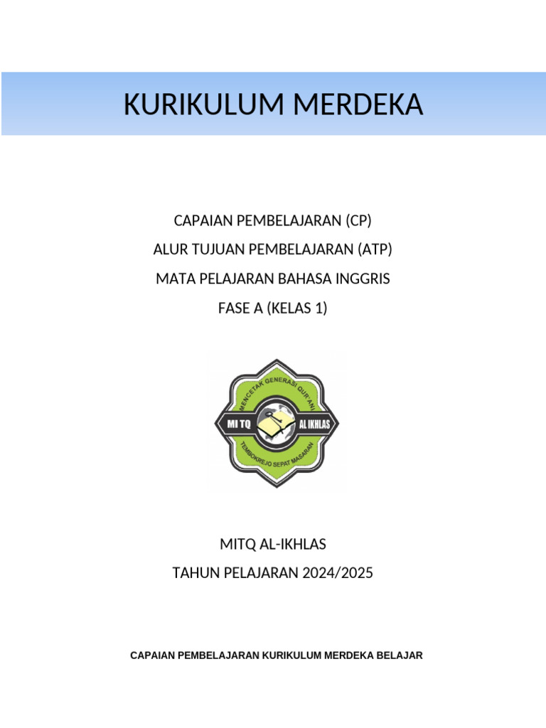 Cp Dan Atp Bahasa Inggris Pdf