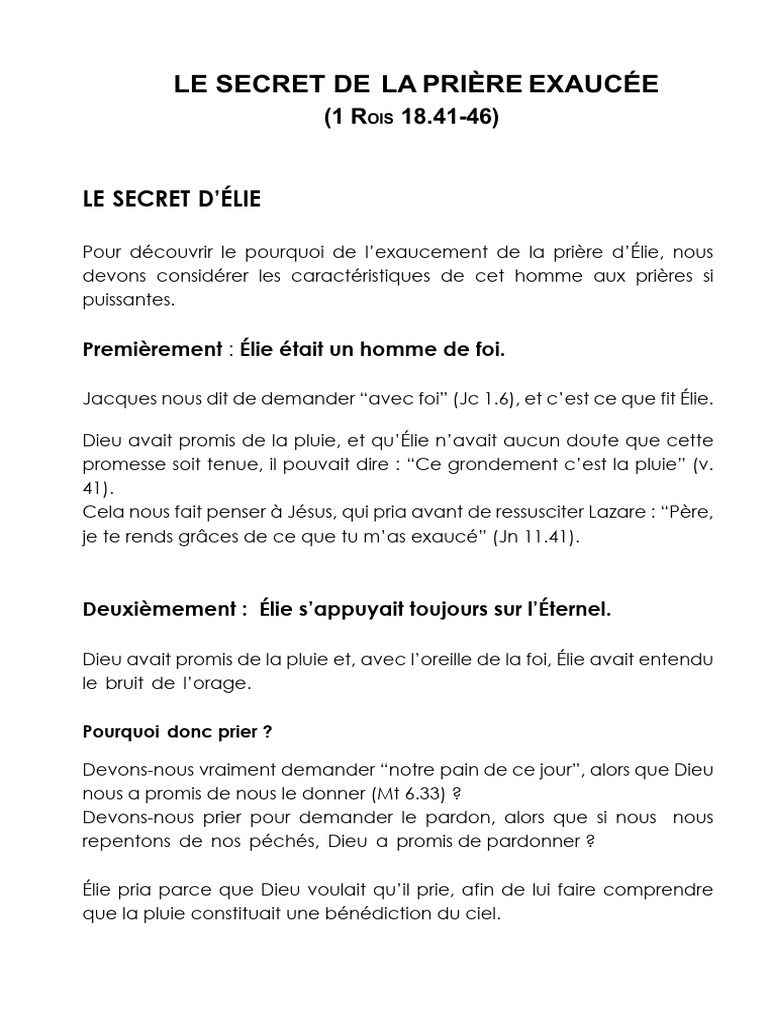 Le Secret de La Prière Exaucée 2 | PDF