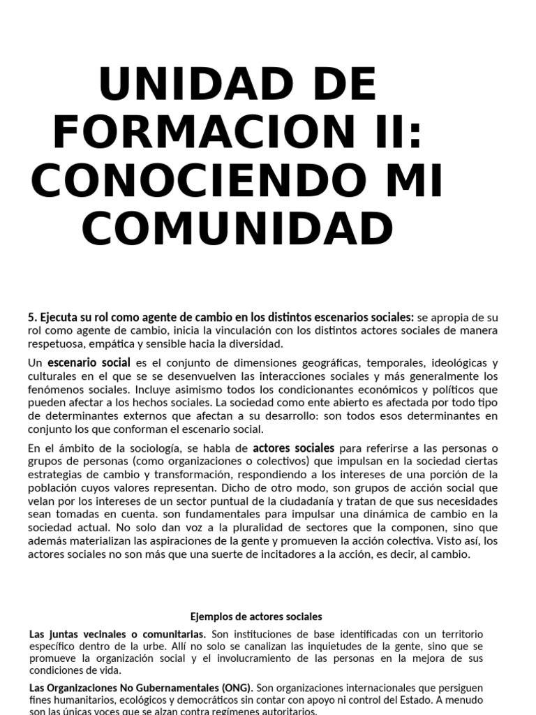 Unidad de Formacion II Conociendo Mi Comunidad | PDF