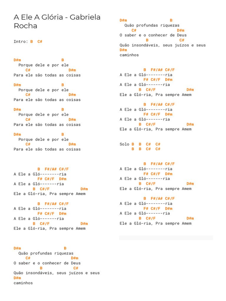 A Ele a Gloria - Gabriela Rocha | PDF