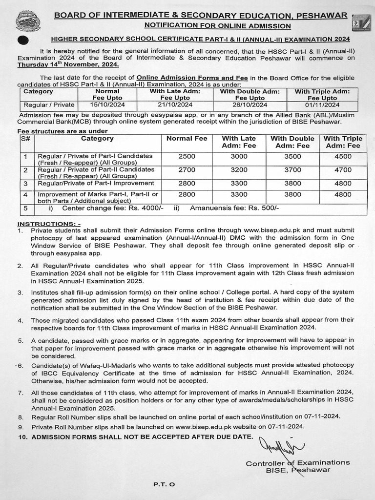 Notification - HSSC Annual-II Exam 2024 | PDF