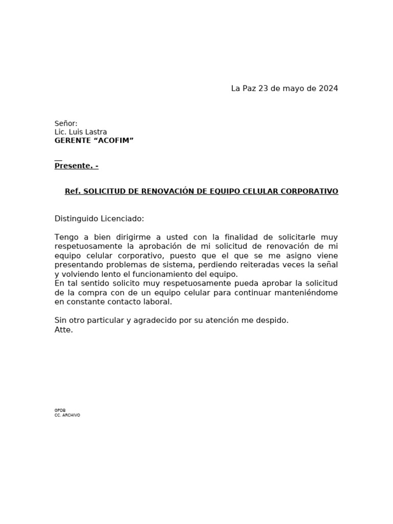 Solicitud de Renovación de Equipo Celular Corporativo | PDF