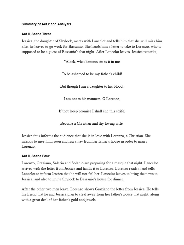 Summary of Act 2 and Analysis | PDF