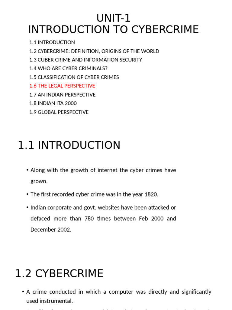 Chapter 1 Introduction To Cyber Crime | PDF