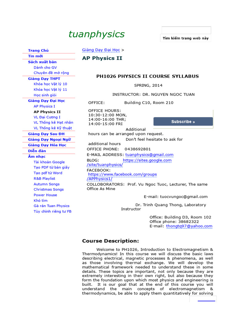 AP Physics II - Tuanphysics | PDF