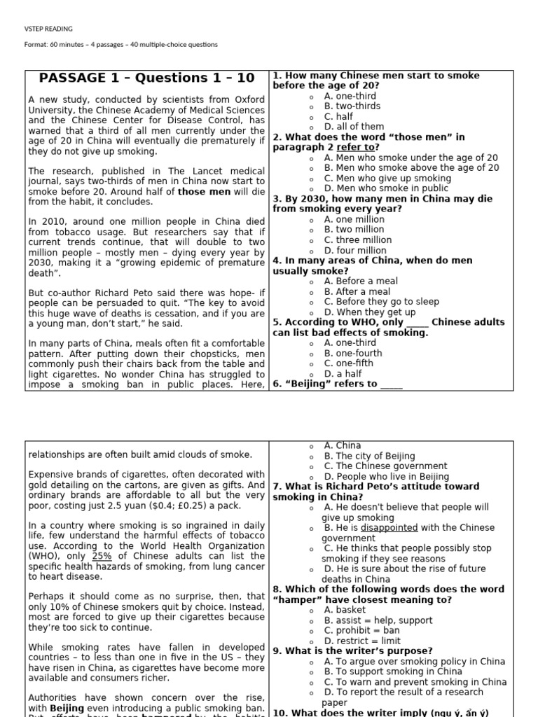 Reading Test 1 | PDF